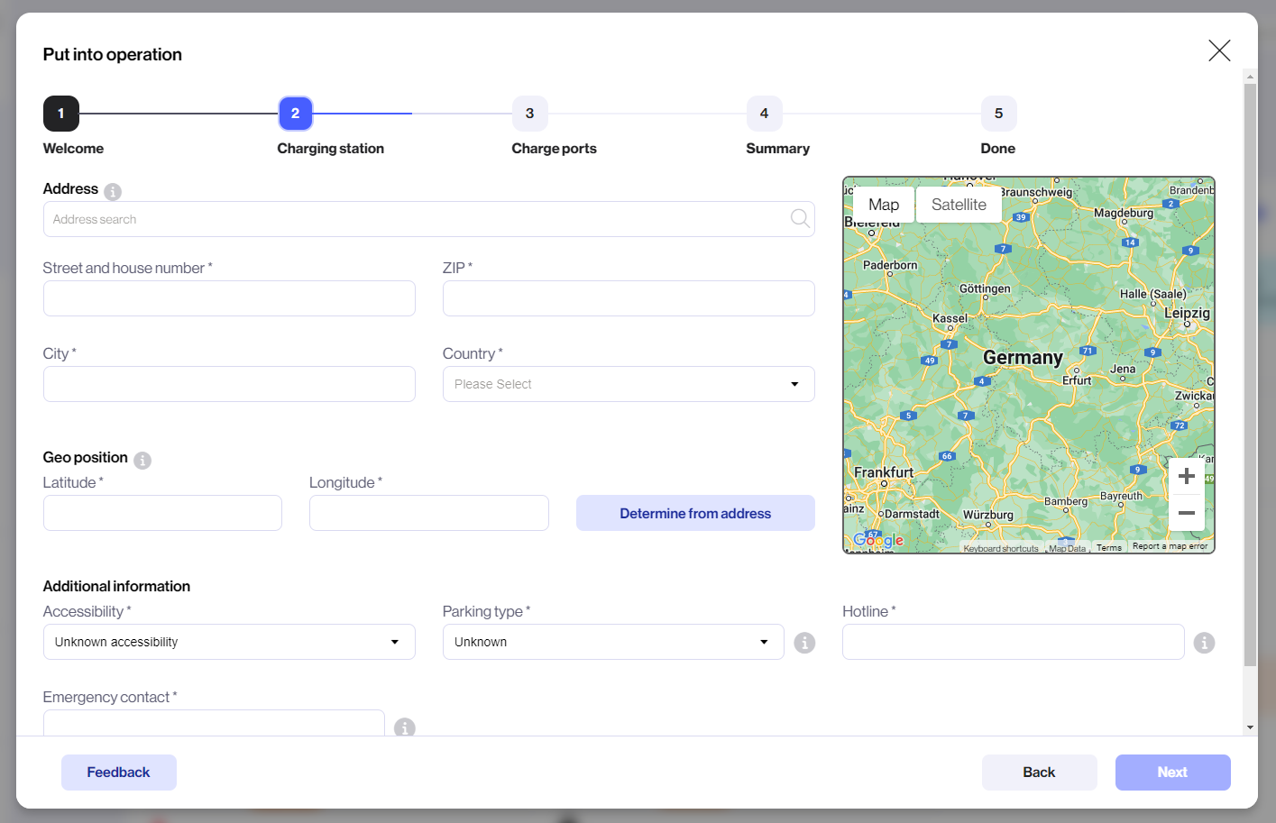 How to put a charger into operation