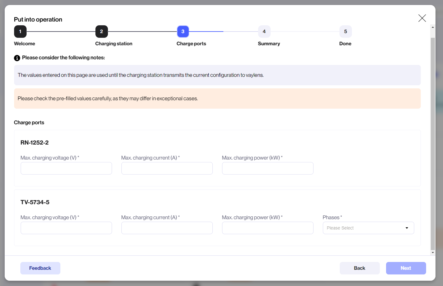 How to put a charger into operation