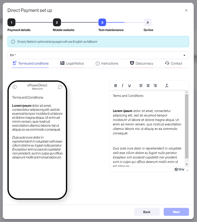 How to configure direct payment