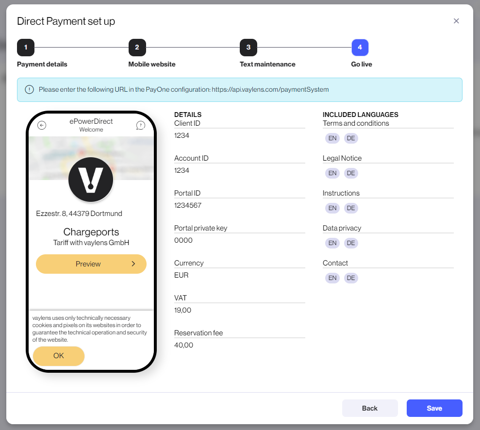 How to configure direct payment