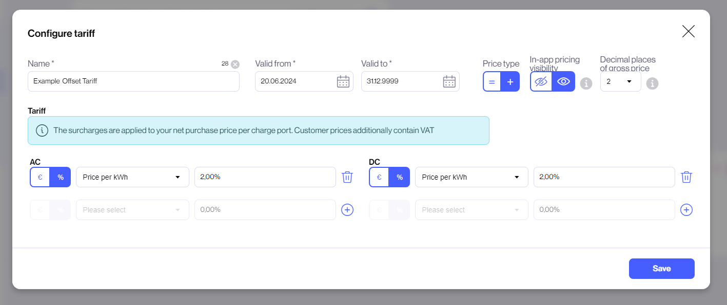 How to assign EV Tariffs