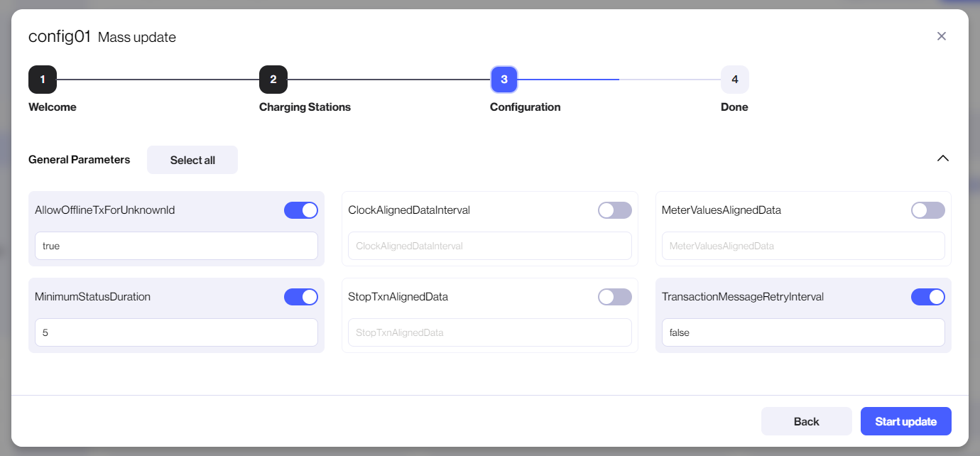 How to mass update OCPP parameters