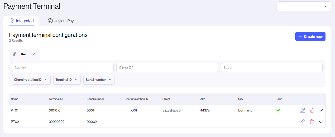 Which payment terminal integrations are supported
