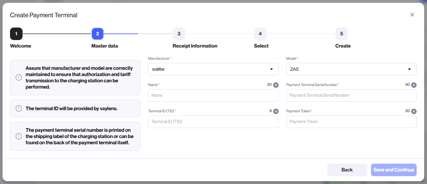 How to onboard a wallbe ZAS or MAX payment terminal