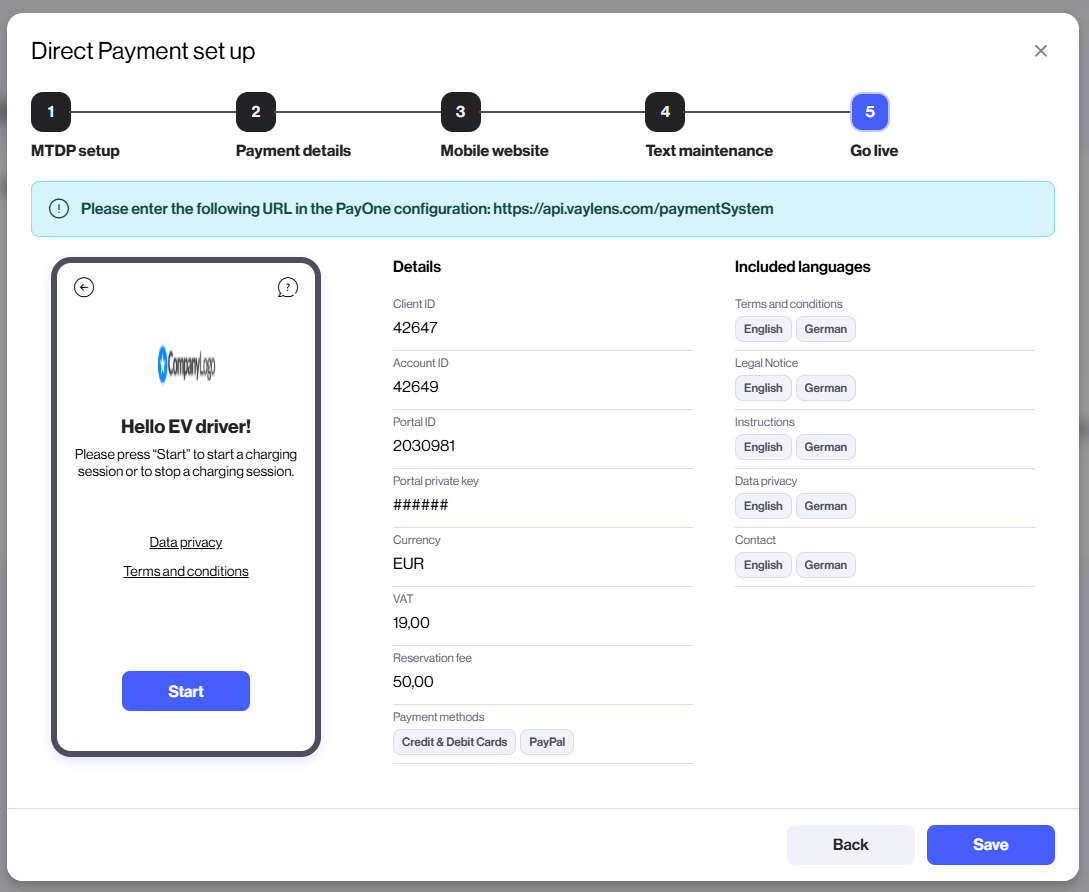 How to configure direct payment
